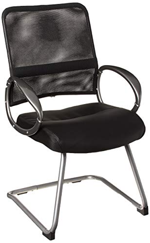 Boss Office Products Mesh Back Guest Chair with Pewter Finish in Black, 250 lb.