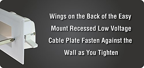 DATA COMM Electronics 45-0008-WH Easy Mount Recessed Low Voltage Cable Plate - Acrylonitrile Butadiene Styrene , White