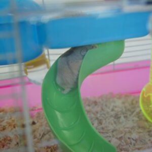 YML Clear Plastic Dwarf Hamster Mice Cage with Color Accessories, Pink