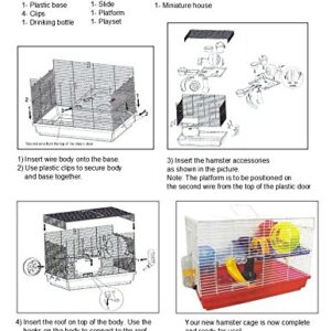 YML Clear Plastic Dwarf Hamster Mice Cage with Color Accessories, Blue