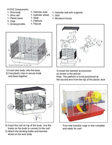 YML Clear Plastic Dwarf Hamster Mice Cage with Color Accessories, Blue