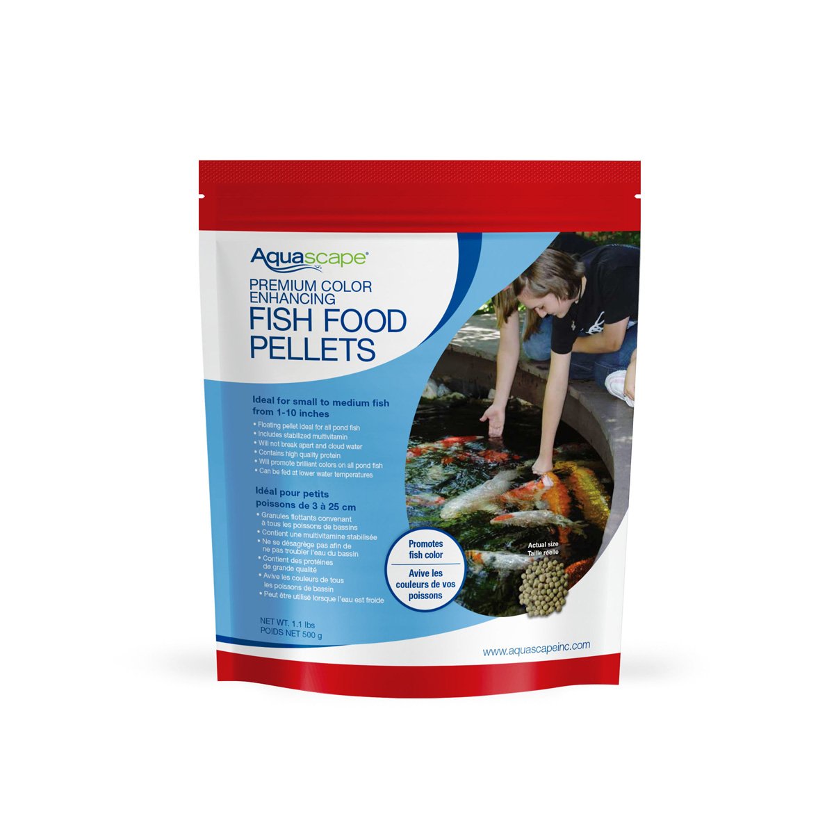 Aquascape Premium Color Enhancing Fish Food for Small to Medium Pond Fish, Medium Pellet, 1.1 Pounds | 98873