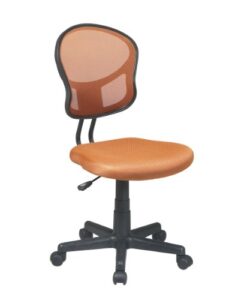 osp home furnishings em series mesh back armless task chair with padded fabric seat and 360 degree swivel, orange