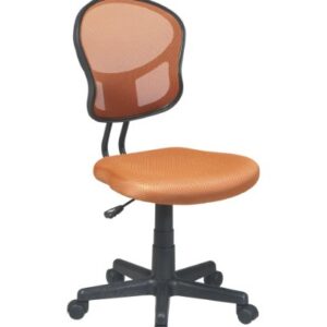 OSP Home Furnishings EM Series Mesh Back Armless Task Chair with Padded Fabric Seat and 360 Degree Swivel, Orange