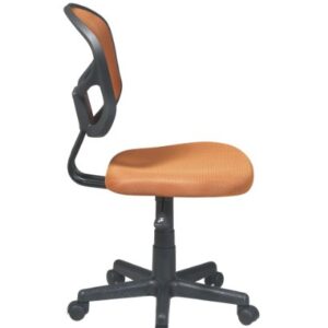 OSP Home Furnishings EM Series Mesh Back Armless Task Chair with Padded Fabric Seat and 360 Degree Swivel, Orange