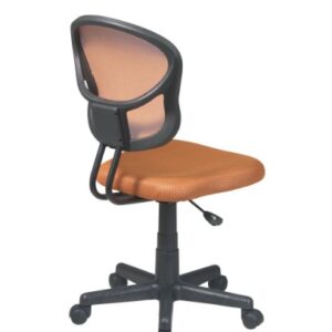 OSP Home Furnishings EM Series Mesh Back Armless Task Chair with Padded Fabric Seat and 360 Degree Swivel, Orange