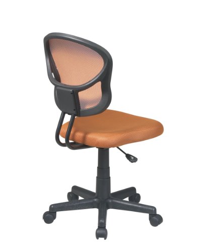 OSP Home Furnishings EM Series Mesh Back Armless Task Chair with Padded Fabric Seat and 360 Degree Swivel, Orange