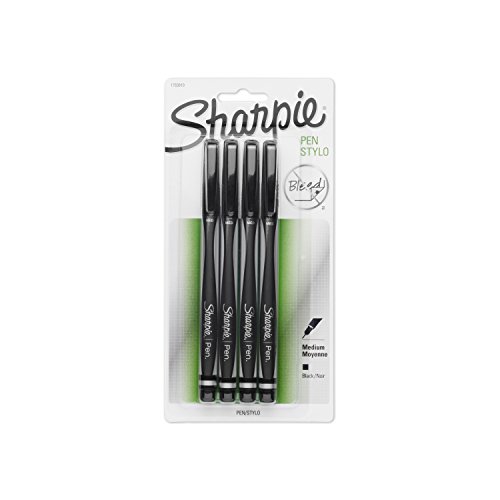 SHARPIE Pen, Medium Point, Black, 4-Count