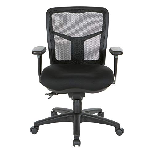 Office Star ProGrid Breathable Mesh Manager's Office Chair with Adjustable Seat Height, Multi-Function Tilt Control and Seat Slider, Mid Back, Coal FreeFlex Fabric