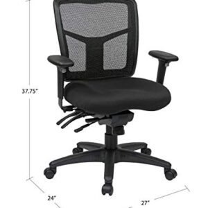 Office Star ProGrid Breathable Mesh Manager's Office Chair with Adjustable Seat Height, Multi-Function Tilt Control and Seat Slider, Mid Back, Coal FreeFlex Fabric