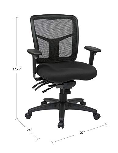 Office Star ProGrid Breathable Mesh Manager's Office Chair with Adjustable Seat Height, Multi-Function Tilt Control and Seat Slider, Mid Back, Coal FreeFlex Fabric