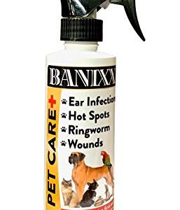 Banixx Pet Care 8oz for Ear Infections, Hot Spots, Itchy Dry Skin, Ringworm, Yeast Infections. Safe Around The Eye.