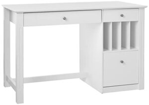 walker edison modern wood computer writing desk storage file drawer office home office workstation small, 48 inch, white