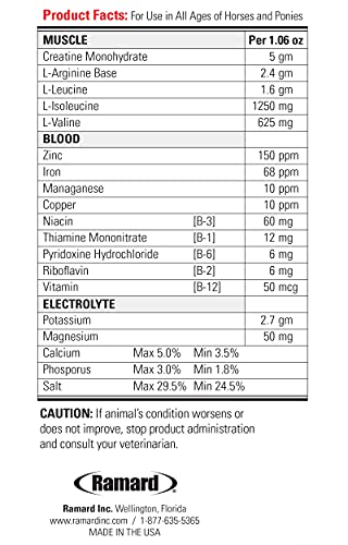 Ramard Blood Fluids Muscle Replenishment for Race Horses - Horse Supplements with Electrolytes, Blood Builder, & Muscle Builder, Powder Supplements for Horse Games High Performance, 2.3 lbs Jar