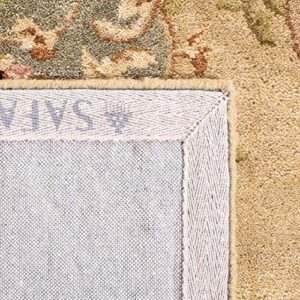 SAFAVIEH Bergama Collection Area Rug - 8' x 10', Ivory & Light Blue, Handmade French Country Wool, Ideal for High Traffic Areas in Living Room, Bedroom (BRG166A)