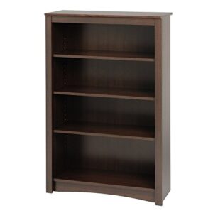 prepac home espresso 4-shelf bookcase