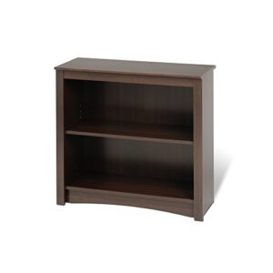 prepac home office espresso 2-shelf bookcase