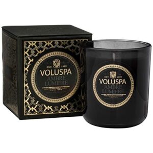 voluspa ambre lumiere classic maison boxed glass candle, 12 ounces