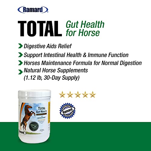 Ramard Total Gut Health Horse Supplement for Digestion, Horse Powder Supplement for Gastrointestinal Health & Total Gut Balance, Equine Feed Powder Horse Gut Health Supplement - 1.12lb, 30-Day Supply