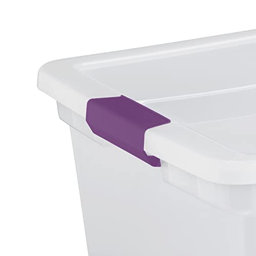 Sterilite 66 Qt./62 L Clearview Latch Box Clears, Purple Handles (Pack of 6)