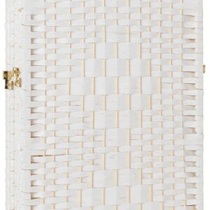 Oriental Furniture 6 ft. Tall Diamond Weave Fiber Room Divider - White - 5 Panel