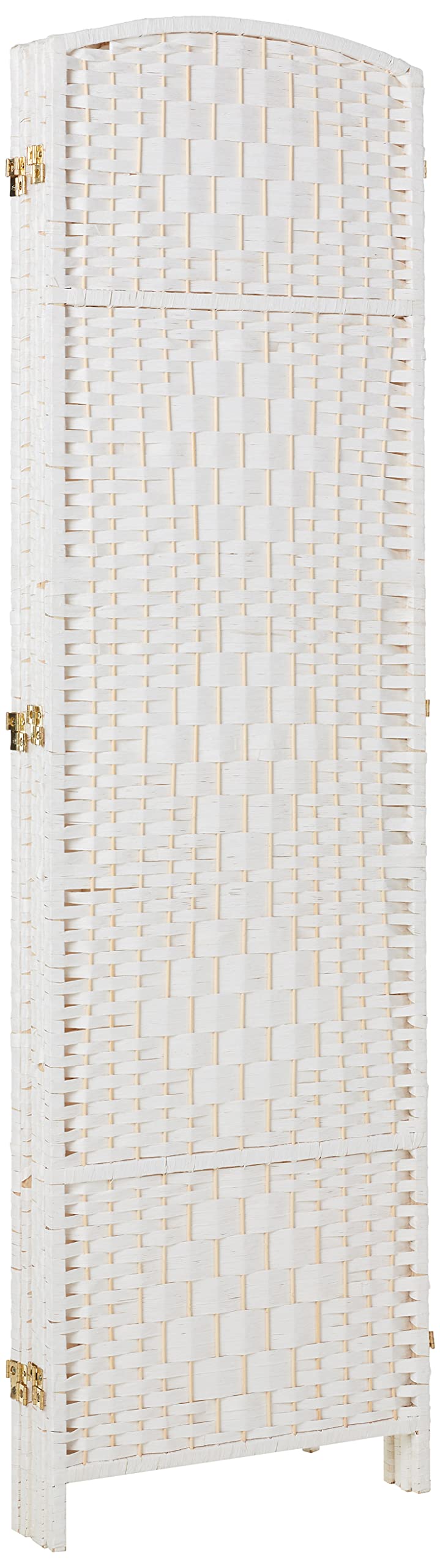 Oriental Furniture 6 ft. Tall Diamond Weave Fiber Room Divider - White - 5 Panel