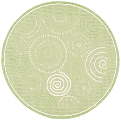 SAFAVIEH Courtyard Collection Area Rug - 6'7" Round, Olive & Natural, Non-Shedding & Easy Care, Indoor/Outdoor & Washable-Ideal for Patio, Backyard, Mudroom (CY1906-1E06)