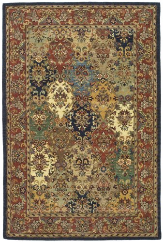 SAFAVIEH Heritage Collection Accent Rug - 4' x 6', Multi & Burgundy, Handmade Traditional Oriental Wool, Ideal for High Traffic Areas in Entryway, Living Room, Bedroom (HG911A)