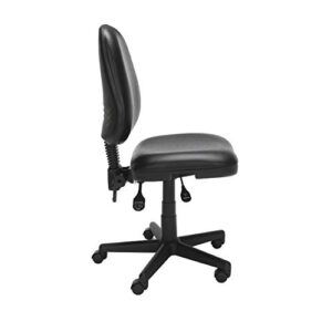 OFM, Black Straton Vinyl Office Chair With Lumbar Support, Adjustable Back & Seat Height, 250lb Max Weight With Wheels for Computer/Desk, Mid Back