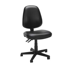 ofm, black straton vinyl office chair with lumbar support, adjustable back & seat height, 250lb max weight with wheels for computer/desk, mid back