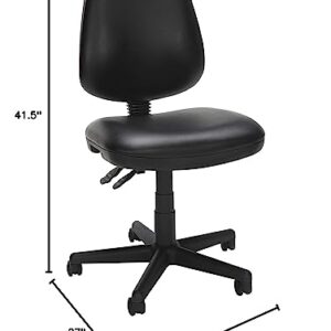 OFM, Black Straton Vinyl Office Chair With Lumbar Support, Adjustable Back & Seat Height, 250lb Max Weight With Wheels for Computer/Desk, Mid Back