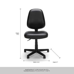 OFM, Black Straton Vinyl Office Chair With Lumbar Support, Adjustable Back & Seat Height, 250lb Max Weight With Wheels for Computer/Desk, Mid Back