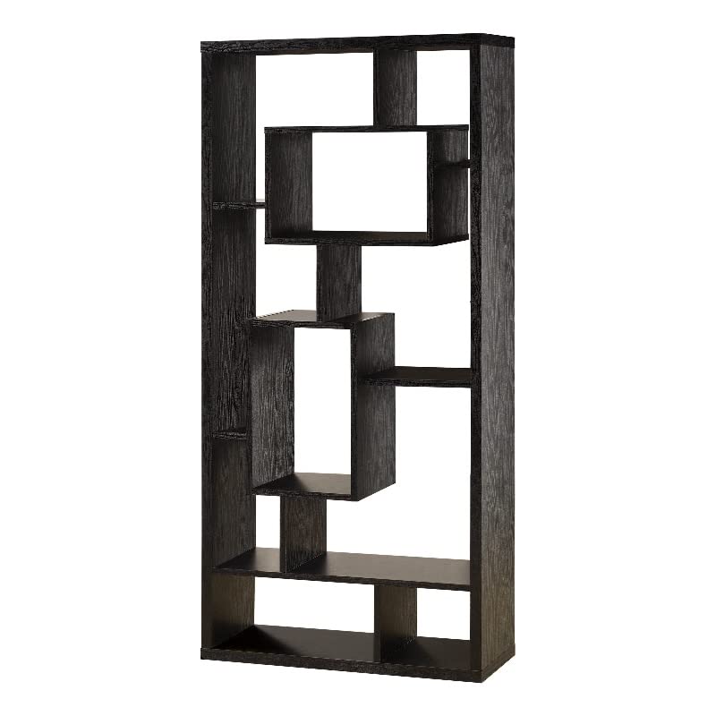 Coaster Furniture Asymmetrical Cube 10-Shelf Black Oak Bookcase 800262