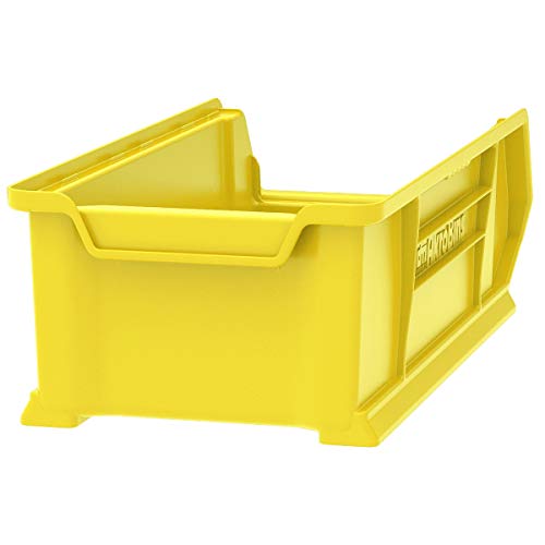 Akro-Mils 30286 Super-Size AkroBin Heavy Duty Stackable Storage Bin Plastic Container, (24-Inch L x 11-Inch W x 7-Inch H), Yellow, (4-Pack)