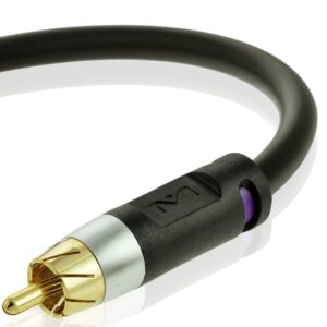 mediabridge ultra series subwoofer cable (25 feet) - dual shielded with gold plated rca to rca connectors - black