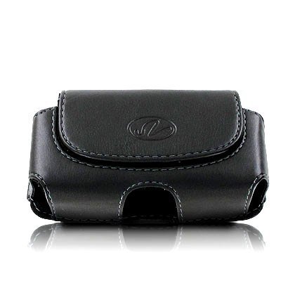 Premium Leather Horizontal Large Size Pouch Protective Carrying Cell Phone Case with Belt Clip and Belt Loops - Black