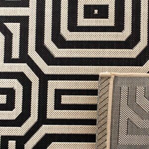 SAFAVIEH Courtyard Collection 2' x 3'7" Sand / Black CY2962 Indoor/ Outdoor-Waterproof Easy-Cleaning Patio Backyard Mudroom Accent-Rug