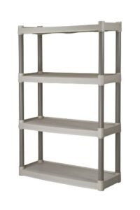 plano molding - 907003 907-003 4 shelf utility shelving | plastic shelving for organization & storage light taupe