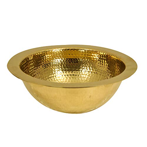 Nantucket Sinks ROB 13 inch Brass Bar Sink Hand Hammered, 13" Diameter x 5.25" High