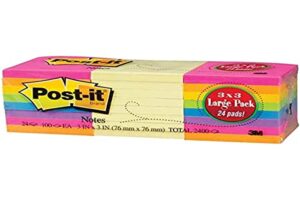 post it brand 3m 3 inch x3inch post-it notes large, 2400 count