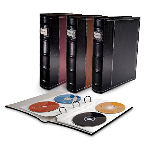 Bellagio-Italia Black DVD Storage Binder Set - Stores Up to 144 DVDs, CDs, or Blu-Rays - Stores DVD Cover Art - Acid-Free Sheets