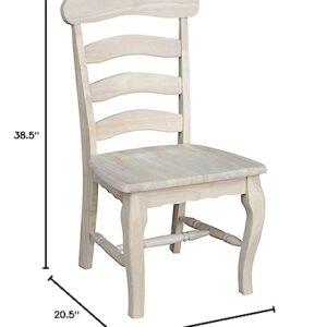 International Concepts Country french Chair with Solid Seat, Unfinished