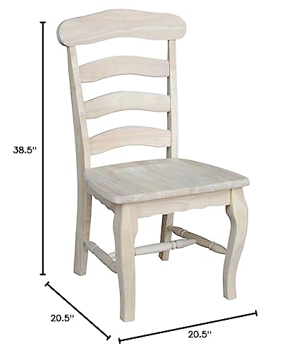 International Concepts Country french Chair with Solid Seat, Unfinished