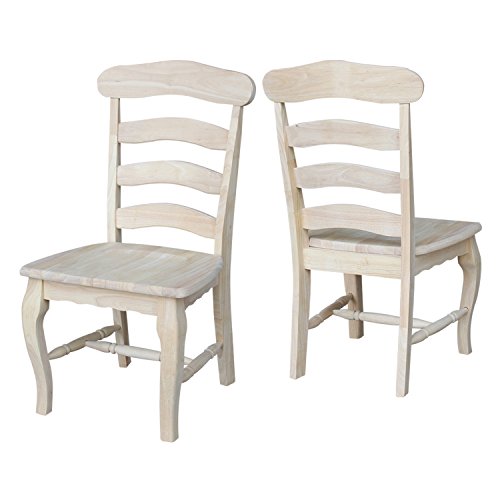 International Concepts Country french Chair with Solid Seat, Unfinished