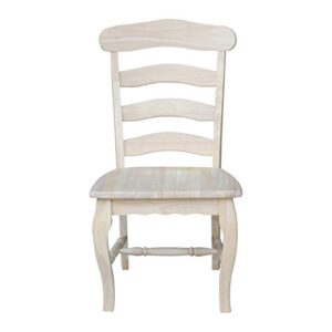 International Concepts Country french Chair with Solid Seat, Unfinished