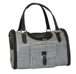 anima houndstooth print travel carrier, 13-inch by 7-inch by 9-inch, small