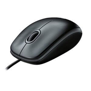 logitech b100 corded mouse, wired usb mouse for computers and laptops, right or left hand use - black