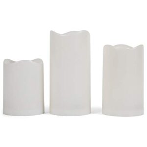 Pillar Melted Top Timer White Vanilla 6 inch Wax Flameless Candles Set of 3