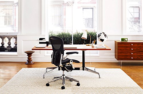 Herman Miller Aeron Tilt Limiter Task Chair, Adjustable Vinyl Arms, Graphite Frame / Carbon Classic Pellicle, Size B (Medium)