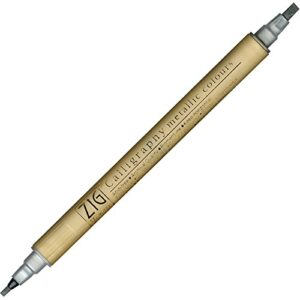 kuretake zig memory system twin marker, writer metallic colors, silver (ms-8400-102)